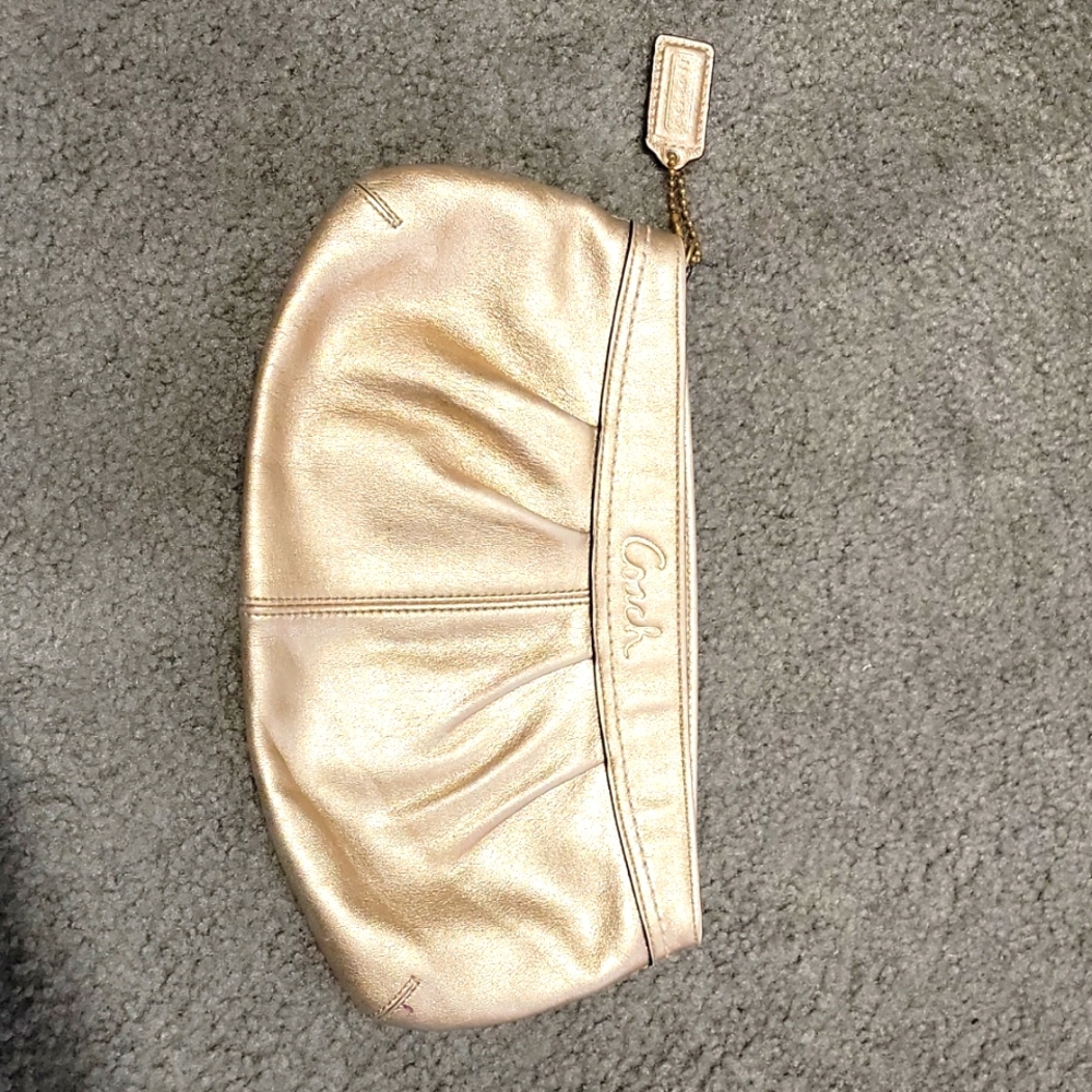 Coach Metallic Gold Clutch Leather - Gem